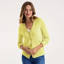 LANDS' END CashTouch Cardigan mit V-Ausschnitt f&uuml;r Damen, Damen, size: regular, Gelb, Polyacryl, by Lands' End