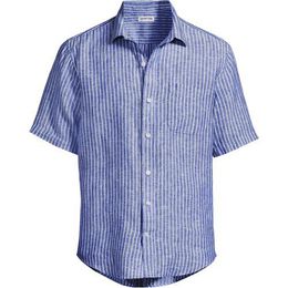 LANDS' END Premium Reinleinen-Hemd mit kurzen &Auml;rmeln f&uuml;r Herren, Classic Fit, Herren, size: regular, Blau, Leinen, by Lands' End