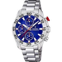 Festina Herren Chronograph &raquo;Junior Collection&laquo; Armbanduhr, Quarzuhr, Kinderuhr, Stoppfunktion, ideal als Geschenk silber Einheitsgr&ouml;&szlig;e