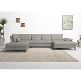OTTO home Wohnlandschaft &raquo;Costello U-Form, B: 363 cm mit Sitztiefen-, Armteilverstellung &&laquo; 3 Nierenkissen, optional Schlaffunktion & Bettkasten grau 