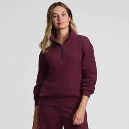 LANDS' END Serious Sweats Pullover mit Rei&szlig;verschluss, Damen, size: regular, Rot, Baumwoll-Mischung/Polyester-Mischung, by Lands' End