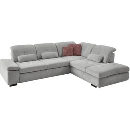 Die PlanBar Ecksofa &raquo;MP-IN16012 L-Form Kaltschaum-Polsterung&laquo; inkl. Sitztiefenverstellung, optional mit Funktionen silber 85% Polyester;15% Nylon B/H/