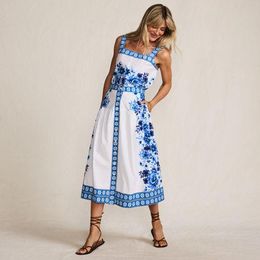 LANDS' END Midirock aus Baumwoll-Popeline f&uuml;r Damen, Damen, size: regular, Blau, Baumwolle, by Lands' End