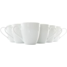 Retsch Arzberg Becher gro&szlig;er XXL Henkelbecher in gef&auml;llig bauchiger Form, 6-teilig, 500 ml wei&szlig; Porzellan 500ml, 6 Stk.