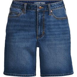 LANDS' END Soft Denim Mid Waist Jeansshorts 18 cm in Plus-Gr&ouml;&szlig;e, Damen, size: plus, Blau, Baumwoll-Mischung, by Lands' End
