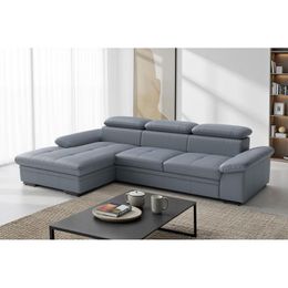 Sit & More sit&more Ecksofa &raquo;Viola, Leder, L-Form, B: 260 cm, mit Armteil- und Kopfteilvertsellung&laquo; optional mit Schlaffunktion grau B/H/T: 260cm x 73cm x 174cm,