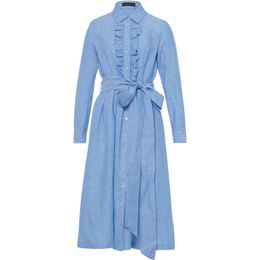 Reitmayer Leinenkleid mit R&uuml;schenkante Bleu (Gr&ouml;&szlig;e: 48)