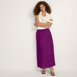 LANDS' END Leinen-Midirock f&uuml;r Damen, Damen, size: regular, Lila, Leinen, by Lands' End
