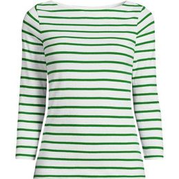 LANDS' END Gestreiftes Baumwollshirt mit 3/4-&Auml;rmeln f&uuml;r Damen in Plus-Gr&ouml;&szlig;e, Damen, size: plus, Elfenbein, Baumwolle, by Lands' End