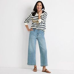 LANDS' END Kn&ouml;chellange Mid Waist Jeans mit weitem Bein, Damen, size: regular, Blau, Baumwolle/Elasthan/Polyester, by Lands' End