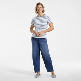LANDS' END Feinripp-Shirt mit Rundhalsausschnitt und kurzen &Auml;rmeln in Plus-Gr&ouml;&szlig;e f&uuml;r Damen, Damen, size: plus, Elfenbein, Baumwolle/Elasthan, by Lands' End