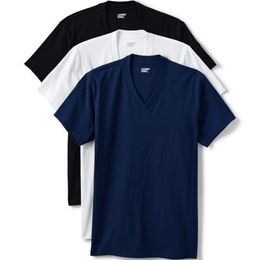 LANDS' END Kurzarm-Shirt mit V-Ausschnitt f&uuml;r Herren (3er-Set), Herren, size: regular, Sonstige, Baumwolle, by Lands' End