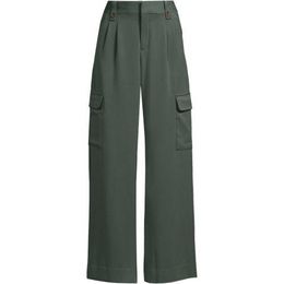 LANDS' END Cargo-Bundfaltenhose mit weitem Bein f&uuml;r Damen, Damen, size: regular, Gr&uuml;n, Elasthan/Viskose/Viskose-Mischung, by Lands' End
