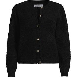 LANDS' END Boucl&eacute;-Cardigan mit goldfarbenen Kn&ouml;pfen f&uuml;r Damen in Petite-Gr&ouml;&szlig;e, Damen, size: petite, Schwarz, Wolle/Polyester/Polyacryl, by Lands' End