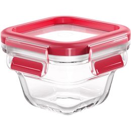 Emsa Aufbewahrungsbecher &raquo;Clip & Close Glas&laquo; 0,18 Liter, quadratisch, Stapelkante, backofengeeignet, auslaufsicher transparent Glas, Polyprophylen (PP) B/H