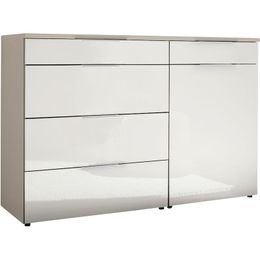 Wiemann Kombikommode &raquo;Como&laquo; vormontiert wei&szlig; Floatglas, Holzwerkstoff, Metall B/H/T: 120cm x 91,2cm x 43cm, 5 Stk., 1 Stk.