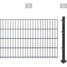 Arvotec Doppelstabmattenzaun &raquo;ESSENTIAL 83 zum Aufschrauben&laquo; Zaunh&ouml;he 83 cm, Zaunl&auml;nge 2 - 60 m grau Kunststoff, Stahl H/L: 83cm x 6m, Pfosten: 4 Stk.