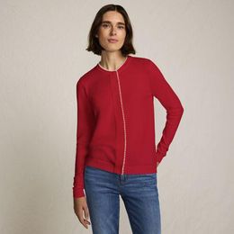 LANDS' END Cardigan mit Perlenverzierung Silk Touch f&uuml;r Damen, Damen, size: regular, Rot, Polyester/Viskose/Polyester-Mischung, by Lands' End