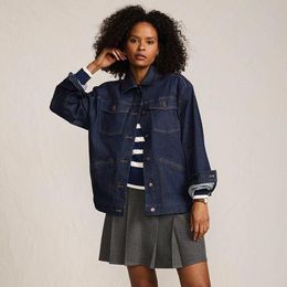 LANDS' END Trucker-Jeansjacke, oversized f&uuml;r Damen, Damen, size: regular, Blau, Baumwoll-Mischung/Polyester-Mischung, by Lands' End