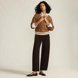 LANDS' END Sport Knit Barrel-Hose High Waist f&uuml;r Damen in Petite-Gr&ouml;&szlig;e, Damen, size: petite, Braun, Baumwolle, by Lands' End