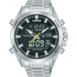 Lorus Herren Lorus Digitaluhr Quarzuhr, Armbanduhr, Herrenuhr, Edelstahlarmband, digital, analog silber Einheitsgr&ouml;&szlig;e