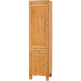 Home Affaire Hochschrank &raquo;Oslo&laquo; 50 cm breit, in 2 Tiefen, 2 T&uuml;ren, 1 Schublade, aus massiver Kiefer beige Massivholz Beize/Wachs, B/H/T: 50cm x 205cm 