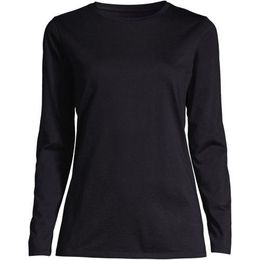 LANDS' END Supima-Shirt, Langarm, Damen, size: regular, Elfenbein, Baumwolle, by Lands' End