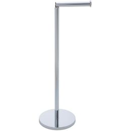 Wenko Toilettenpapierhalter 2 in 1, mit Ersatzrollenhalter, H&ouml;he: 55 cm silber Edelstahl gl&auml;nzend