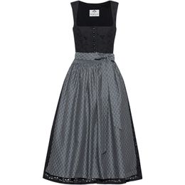 BERWIN Langes Dirndl mit Lochstickerei Schwarz/Grau (Gr&ouml;&szlig;e: 42)