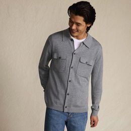 LANDS' END Jersey-Sweaterjacke mit Brusttaschen f&uuml;r Herren, Herren, size: regular, Grau, Wolle/Polyester/Polyacryl, by Lands' End