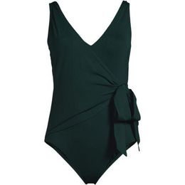 LANDS' END Badeanzug mit seitlichem Bindeband, hohes Bein f&uuml;r Damen, Damen, size: regular, Gr&uuml;n, Nylon-Mischung, by Lands' End