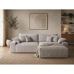OTTO home Ecksofa &raquo;Amici L-Form, B: 302 cm, Mega-Sofa in Boucle und Cord&laquo; Couch mit Federkern & 6 Zierkissen, frei stellbar 100% Polyester B/H/T: 