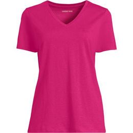 LANDS' END Supima Kurzarm-Shirt mit V-Ausschnitt f&uuml;r Damen, Damen, size: regular, Pink, Baumwolle, by Lands' End
