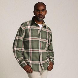 LANDS' END Flanellhemd mit Cordkragen f&uuml;r Herren, Herren, size: regular, Gr&uuml;n, Baumwolle, by Lands' End