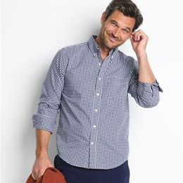 LANDS' END Leichtes Popelinhemd f&uuml;r Herren, Classic fit, Herren, size: regular, Blau, Baumwolle, by Lands' End