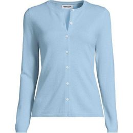 LANDS' END Kaschmir-Cardigan mit rundem Ausschnitt in Petite-Gr&ouml;&szlig;e, Damen, size: petite, Blau, Kaschmir, by Lands' End