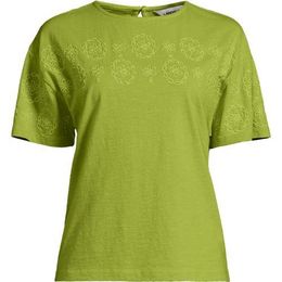 LANDS' END Flammgarn-Shirt mit Stickereien f&uuml;r Damen, Damen, size: regular, Gr&uuml;n, Baumwolle, by Lands' End
