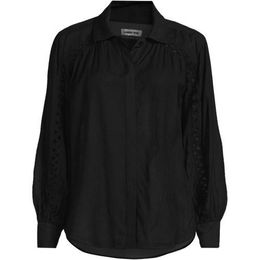 LANDS' END Geraffte Bluse aus Voile mit Spitzeneins&auml;tzen f&uuml;r Damen, Damen, size: regular, Schwarz, Baumwoll-Mischung/Viskose-Mischung, by Lands' End