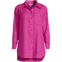 LANDS' END Langes Oversized Premium Reinleinen-Hemd in Petite-Gr&ouml;&szlig;e, Damen, size: petite, Pink, Leinen, by Lands' End