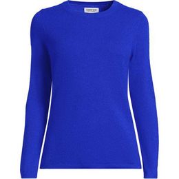 LANDS' END Kaschmir-Pullover mit rundem Ausschnitt in Petite-Gr&ouml;&szlig;e, Damen, size: petite, Blau, Kaschmir, by Lands' End