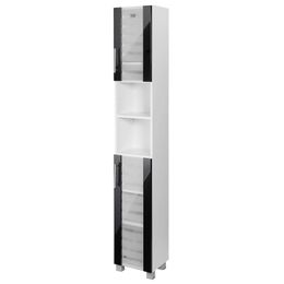 Welltime Seitenschrank &raquo;Jaca&laquo; Breite 30 cm, mit MDF Hochglanz-Fronten grau wei&szlig;, B/H/T: 30cm x 185cm x 27cm, T&uuml;ren: 2 Stk.