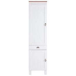 Home Affaire Hochschrank &raquo;Oslo&laquo; 50 cm breit, in 2 Tiefen, 2 T&uuml;ren, 1 Schublade, aus massiver Kiefer gelb Massivholz Cremefarben, B/H/T: 50cm x 205cm x