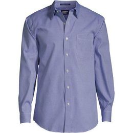 LANDS' END CLASSIC FIT Gemustertes, b&uuml;gelleichtes Pinpointhemd f&uuml;r Herren, Herren, size: regular, Blau, Baumwolle, by Lands' End