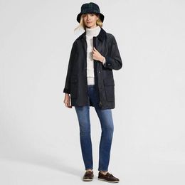 LANDS' END Lange Wachsjacke aus Baumwolle f&uuml;r Damen, Damen, size: regular, Blau, Baumwoll-Mischung/Polyester-Mischung, by Lands' End
