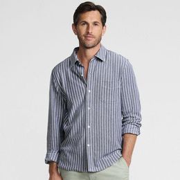 LANDS' END Langarm-Oxfordhemd aus Piqu&eacute;, Classic Fit, Herren, size: regular, Blau, Baumwolle, by Lands' End