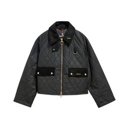 Barbour Gesteppte Wachsjacke Spey Black/Classic Tartan (Gr&ouml;&szlig;e: 8)