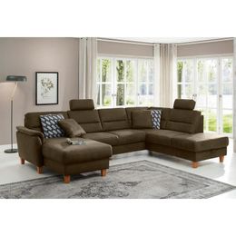 Home Affaire Wohnlandschaft &raquo;Palmera U-Form, B: 308 cm, gro&szlig;e Stoff + Leder Auswahl&laquo; mit Schlaffunktion & Bettkasten, Federkern, XXL-Wohnlandschaft 
