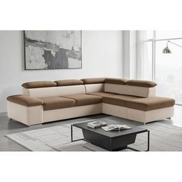 Sit & More sit&more Ecksofa &raquo;Valantine L-Form, B: 272 cm, Armteilverstellung, Kopfteilverstellung&laquo; mit Schlaffunktion, Komfortsofa, modern braun 100% Polyester;