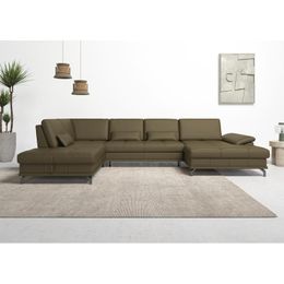 OTTO home Wohnlandschaft &raquo;Costello U-Form, B: 363 cm mit Sitztiefen-, Armteilverstellung &&laquo; 3 Nierenkissen, optional Schlaffunktion & Bettkasten gr&uuml;n 