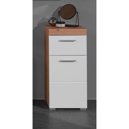 Welltime Unterschrank &raquo;Avena&laquo; Badezimmerkommode mit 1 Schublade und 1 T&uuml;r - (B/T/H) 37/31/79 cm wei&szlig; asteichefarben, B/H/T: 37cm x 79cm x 31cm, 